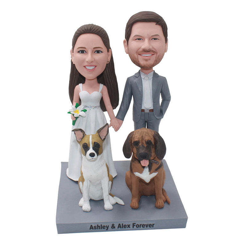 Custom Wedding Bobbleheads With Pets Dogs, Custom Wedding Cake Toppers ...