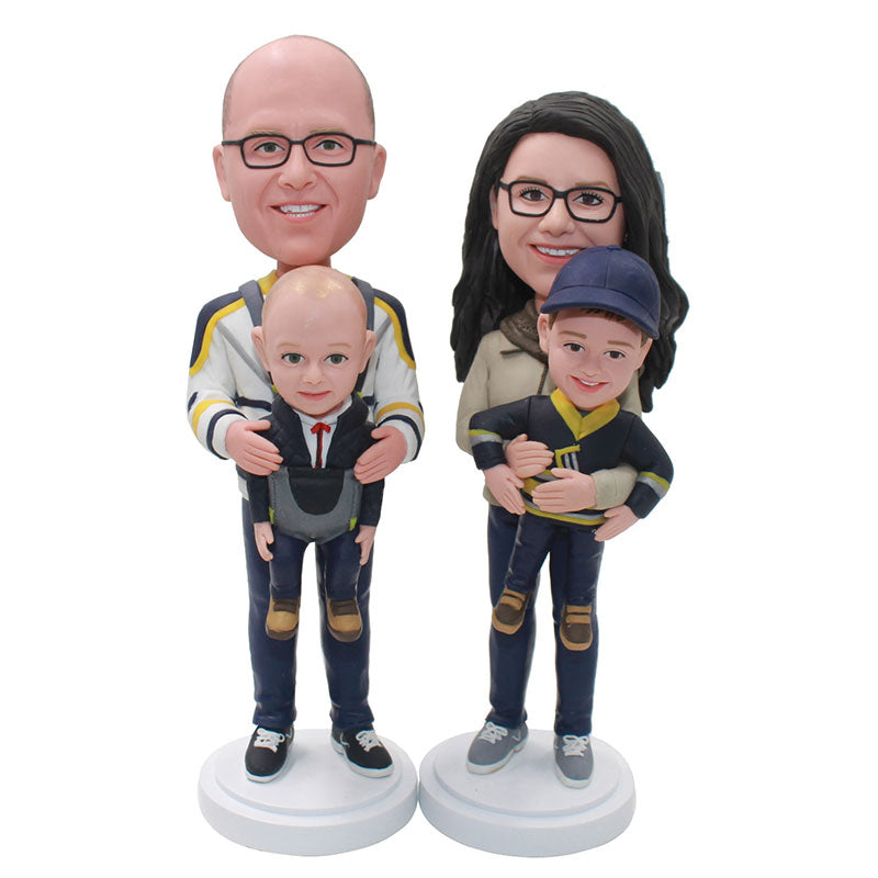Custom Four Family Bobbleheads, Create My Own Family Bobblehead Parent ...