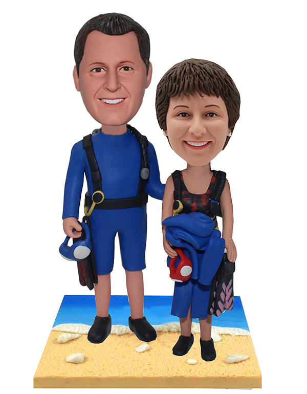 Custom Wetsuit Bobblehead Beach Couple Dolls – Abobblehead.com