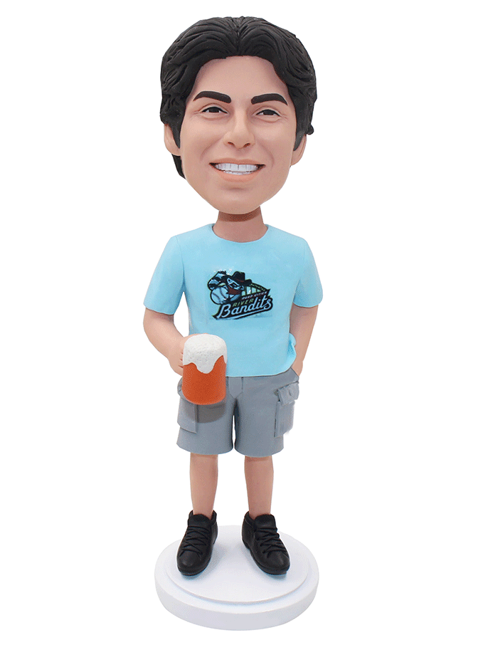 Custom Male Bobblehead Holding A Beer, Custom Male Beer Bobblehead ...