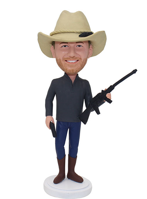 Custom Cowboy Bobblehead Holding A Gun, Custom Cowboys Figurine ...