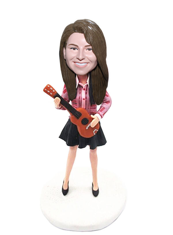 Custom Guitar Bobblehead Gifts For Women, Custom Female Guitar Bobble ...
