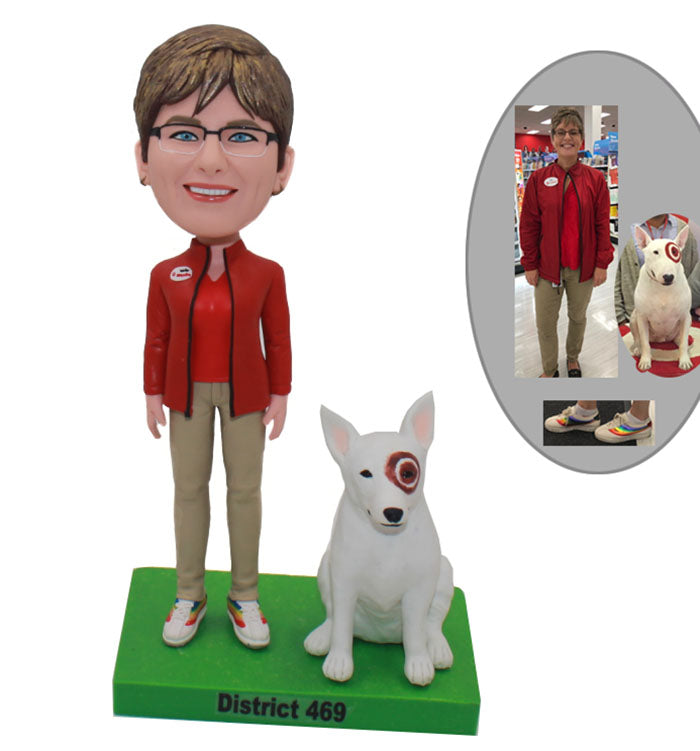 Custom Women Bobblehead With Dog, Custom Made Bobbleheads – Abobblehead.com