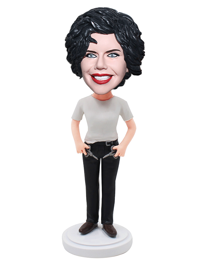 Custom Barber Bobbleheads Female, Personalized Hair Stylist Bobblehead ...